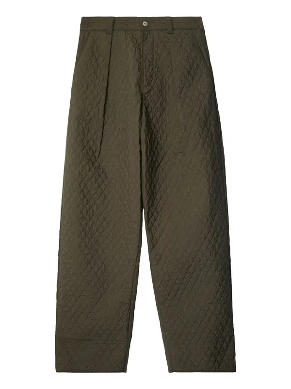 Burberry Diamond-quilted Pleat-detailing Trousers - Green