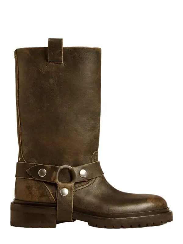 GOLDEN GOOSE Kurt Distressed Leather Boots - Brown