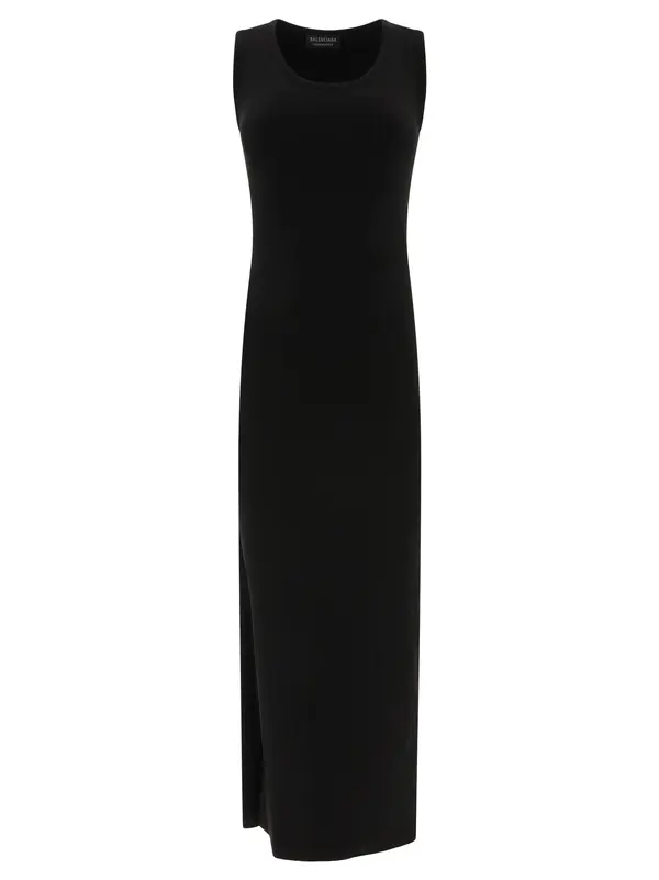 Balenciaga Ribbed Jersey Sleeveless Dress - Black
