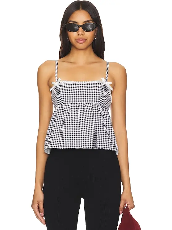 MORE TO COME Lisa Babydoll Top - Black & White