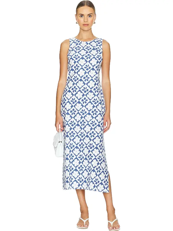 Minkpink Vivi Midi Dress - Blue & White Floral