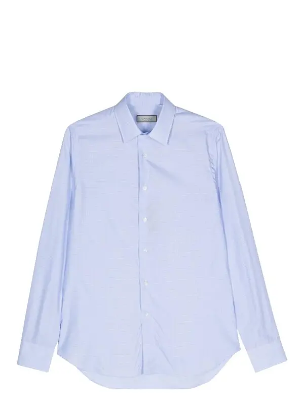 Canali Check-pattern Cotton Shirt - Blue