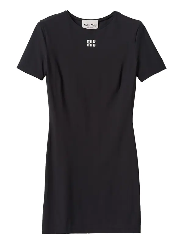 Miu Miu Logo-print Mini Dress - Black