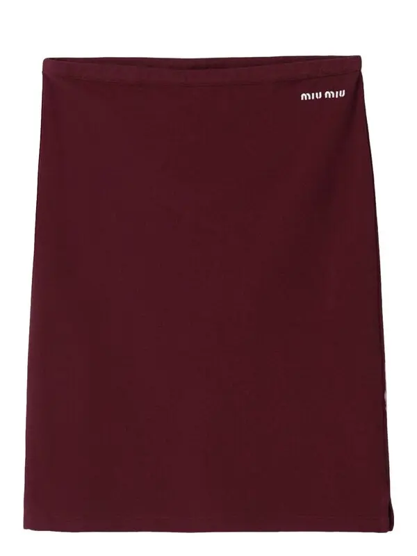 Miu Miu Logo-embroidered Piqué Skirt - Red