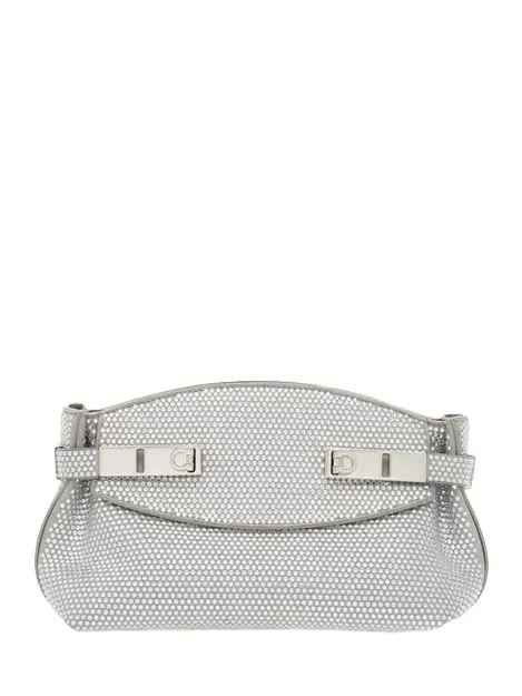 FERRAGAMO Hug Soft Crossbody Bag With Crystals - Natural