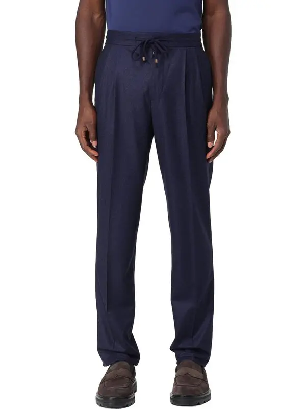 Brunello Cucinelli Flat Front Trousers - Blue