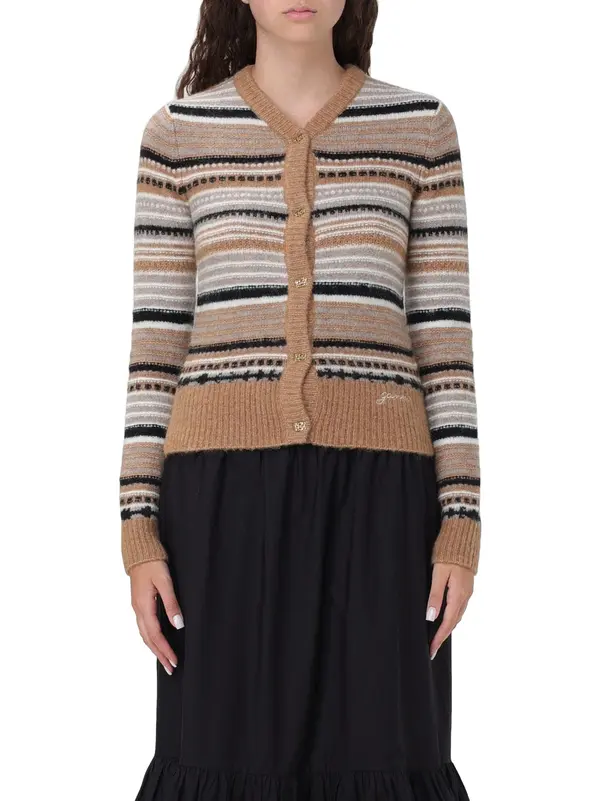 GANNI Striped Sweater - Brown