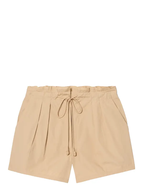 Ulla Johnson Camryn Pleated Cotton-poplin Shorts - Neutrals