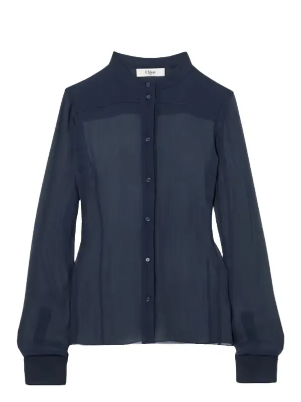 Chloé Silk-crepon Shirt - Blue