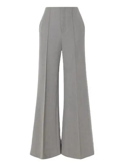 Chloé Grain De Poudre Wool Flared Pants - Gray