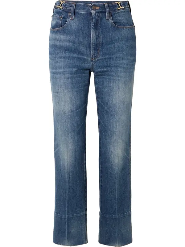 Chloé Embellished Straight-leg Organic Jeans - Blue