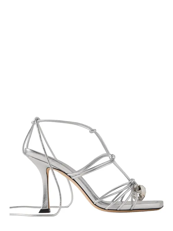 JIMMY CHOO Jemma 90 Embellished Metallic Leather Sandals - Silver