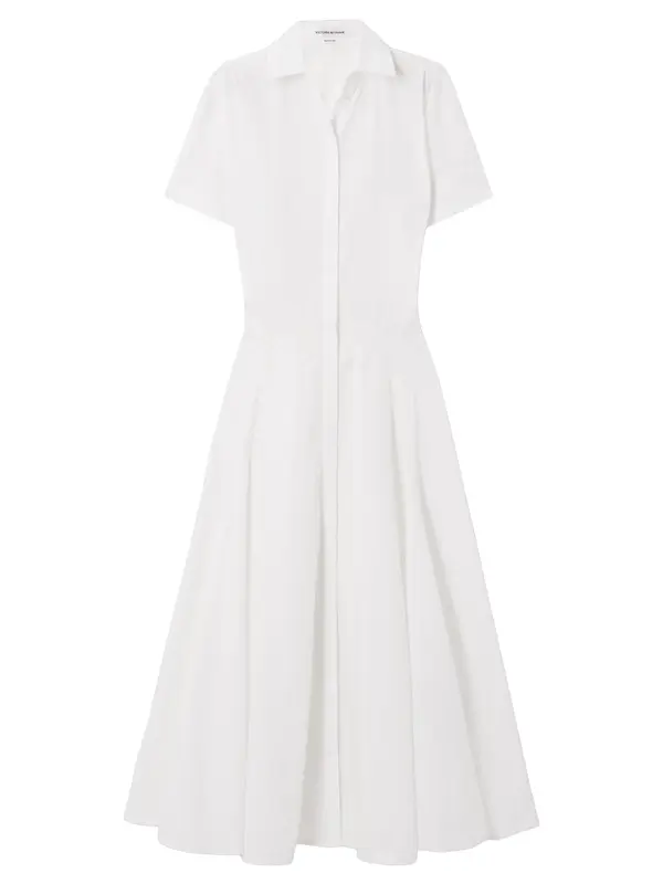 Victoria Beckham Paneled Cotton-poplin Midi Shirt Dress - White