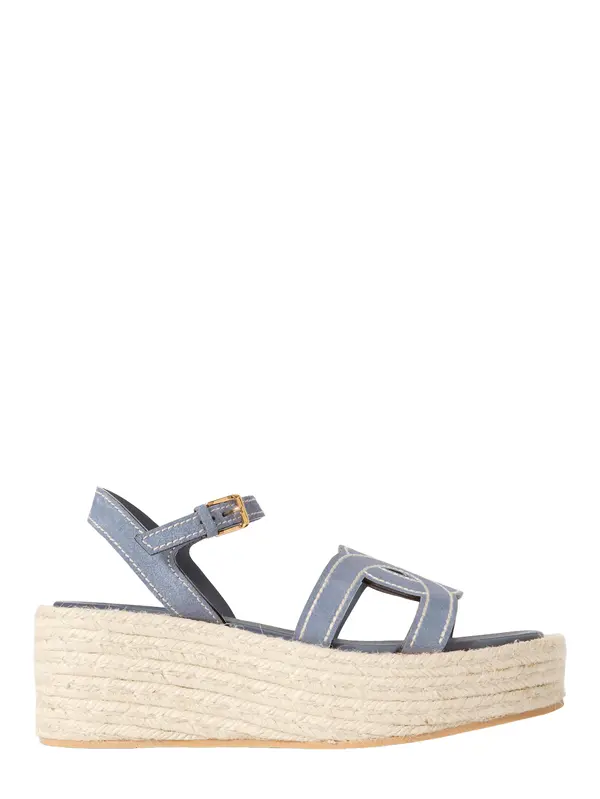 TOD'S Kate Cutout Suede Wedge Sandals - Blue