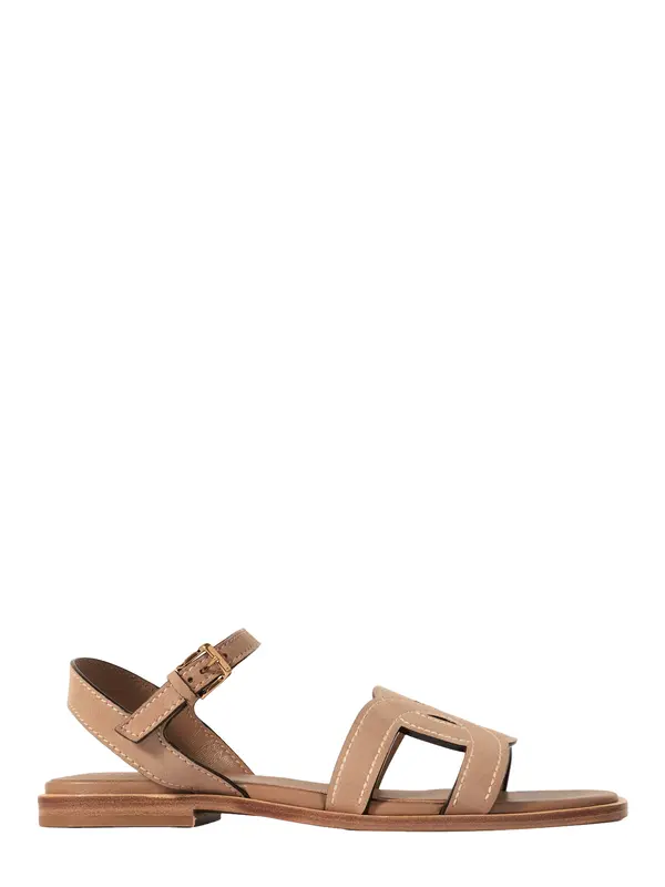 TOD'S Kate Cutout Suede Sandals - Brown