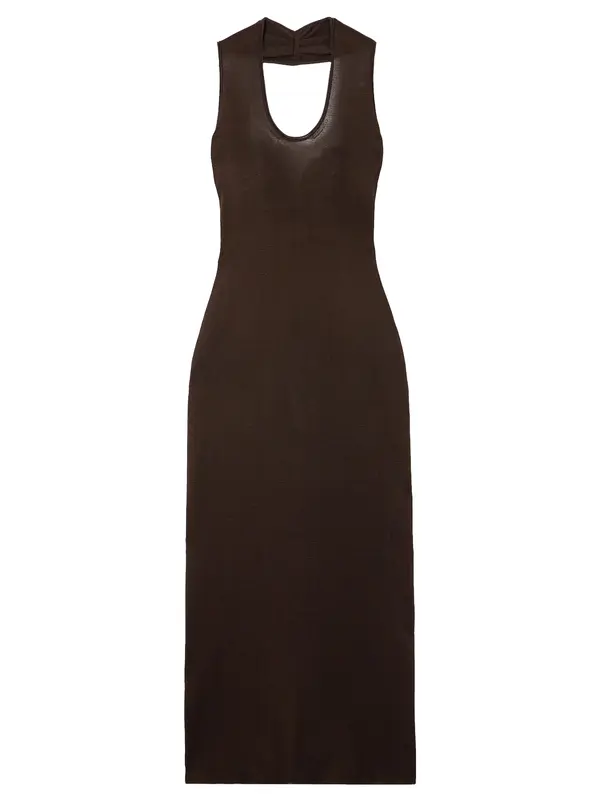 Khaite Coraline Jersey Halterneck Midi Dress - Brown