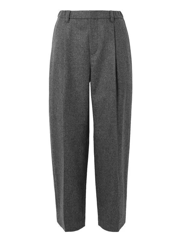 Brunello Cucinelli Cropped Pleated Tapered Pants - Gray