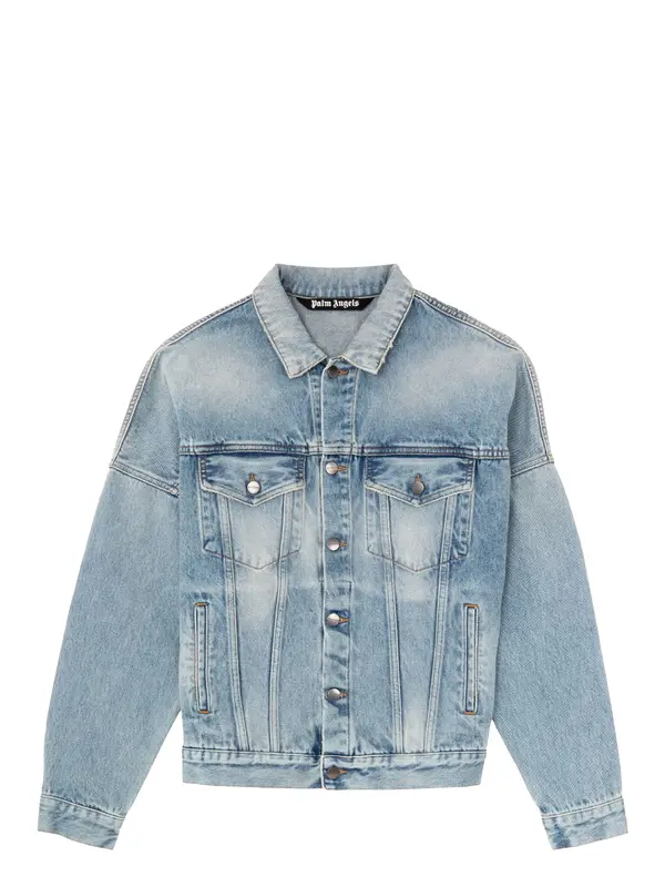 Palm Angels Denim Jacket With Logo - Blue
