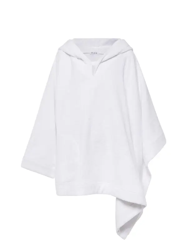 Alaïa Cropped Cotton Terry Hoodie - White