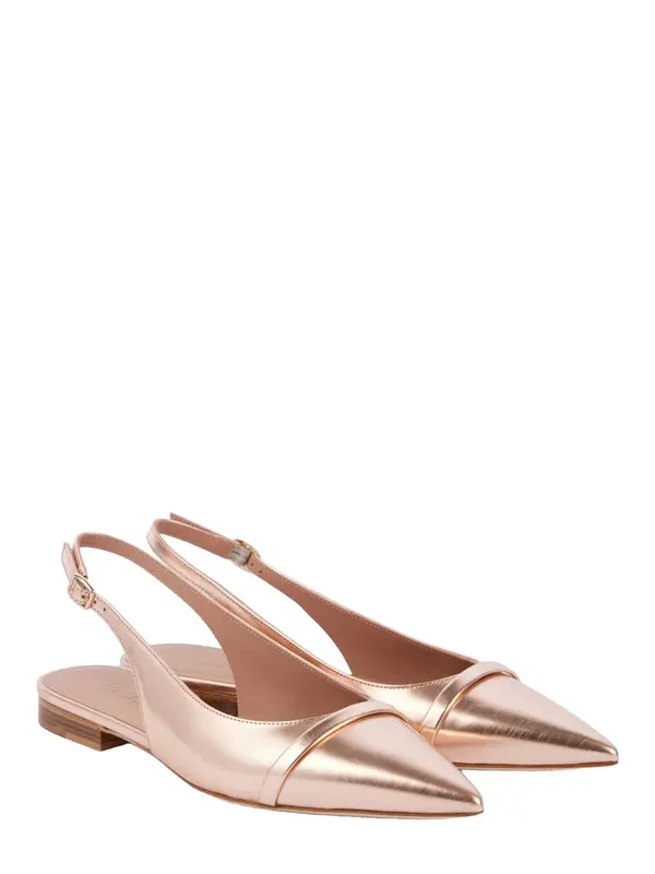 MALONE SOULIERS Jama Metallic Slingback Ballet Flats - Pink