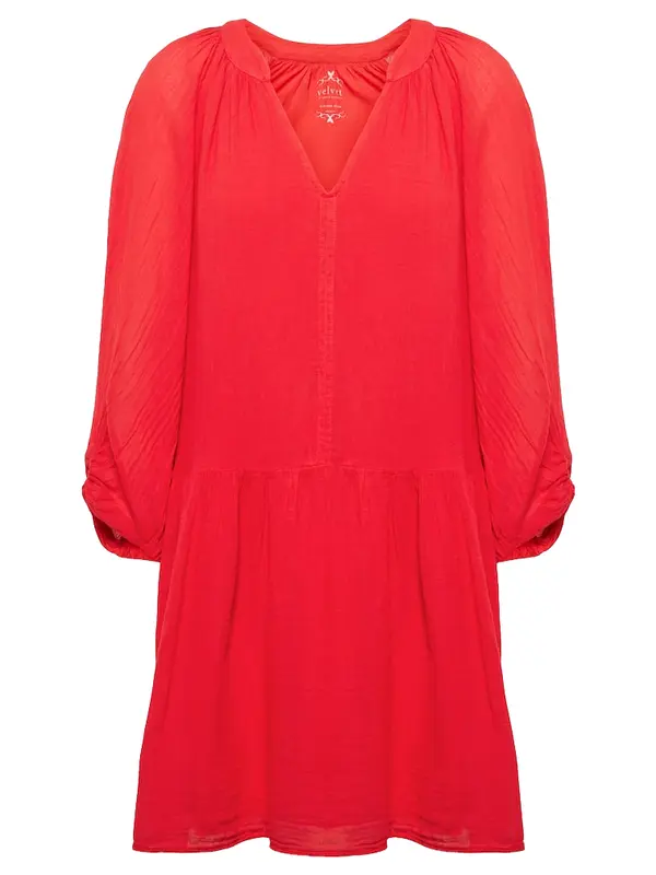 Velvet By Graham & Spencer Sloan Cotton Minidress - Red
