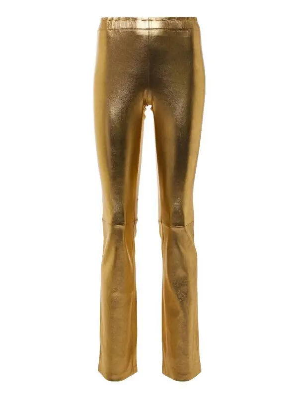 Stouls Jp Long Metallic Leather Slim Pants - Gold