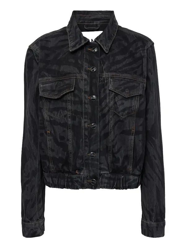 GANNI Printed Denim Trucker Jacket - Black