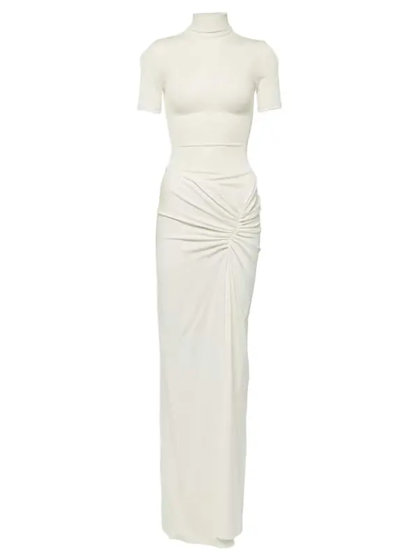 Christopher Esber Fusion Ruched Maxi Dress - White
