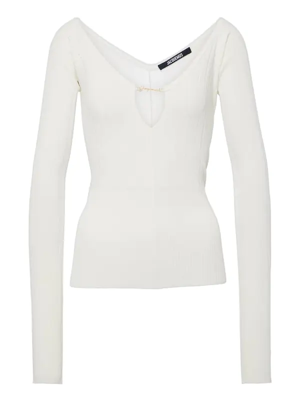 Jacquemus Le Haut Pralù Scalloped Ribbed-knit Top - White