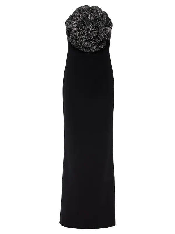 Rebecca Vallance Lumi Floral-appliqué Gown - Black