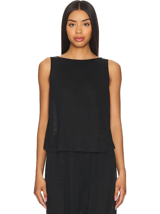 Eberjey Organic Linen Crop Tank - Black