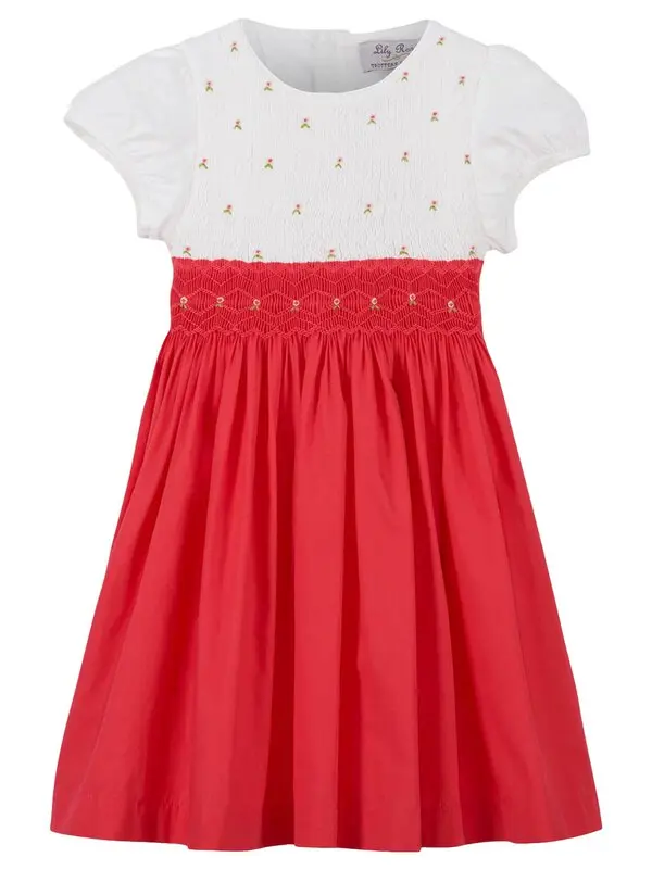 Trotters Willow Rose Hand-smocked Dress - Red