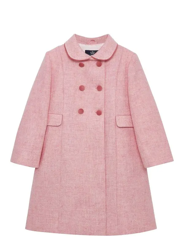 Trotters Wool Double-breasted Coat - Pink