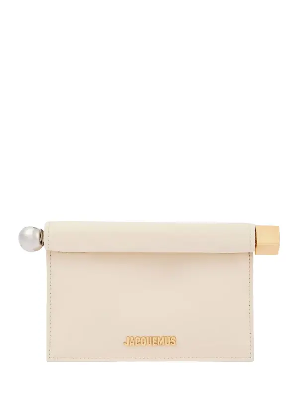 Jacquemus La Petite Pochette Rond Carré Leather Clutch - White
