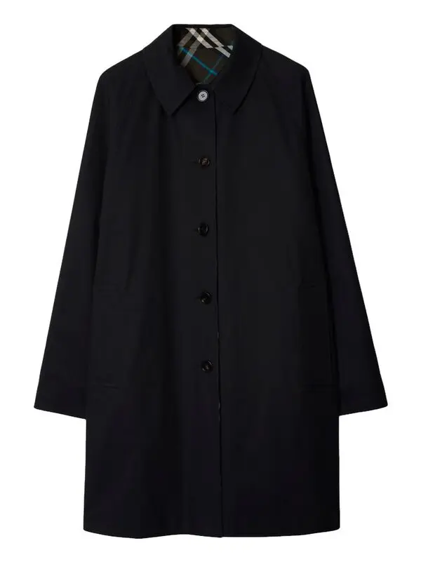 Burberry Long Reversible Gabardine Car Coat - Black