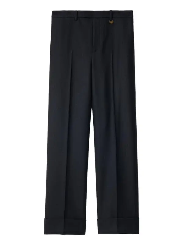 Burberry Check Wool Tailored Trousers - Tarmac Grey/dark Pewter Grey