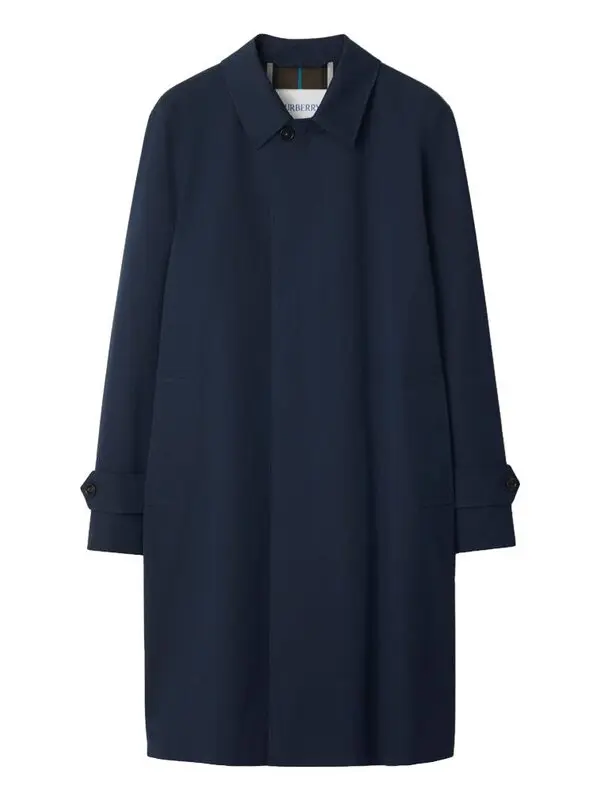 Burberry Long Gabardine Car Coat - Storm Blue
