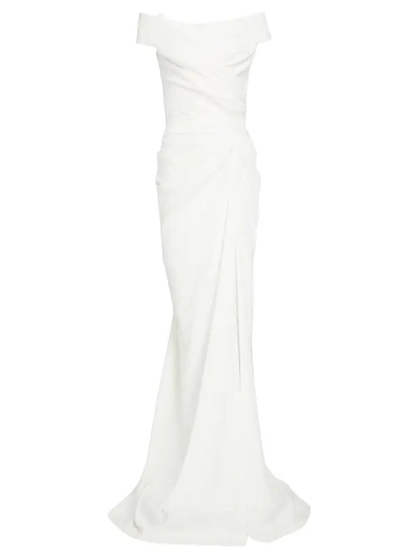 RHEA COSTA Draped Crepe Gown - Off-white