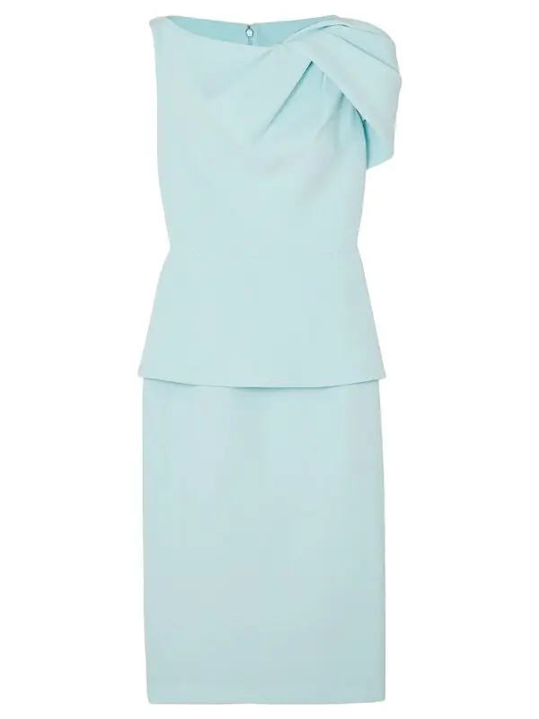 Safiyaa Mabila Draped Crepe Midi Dress - Sky Blue