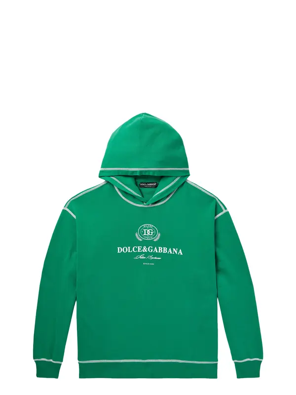 Dolce & Gabbana Oversized Logo-print Cotton-jersey Hoodie - Green