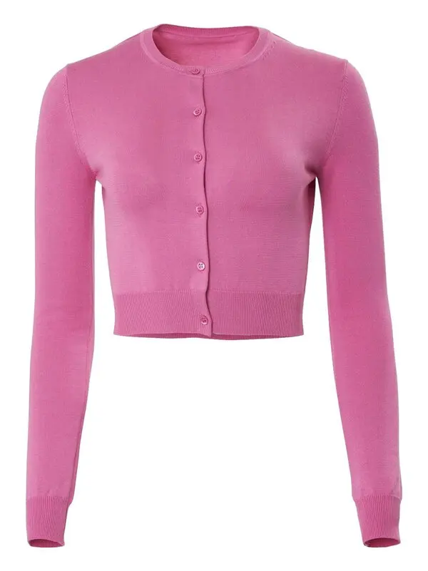 Carolina Herrera Silk-blend Cropped Cardigan - Pink