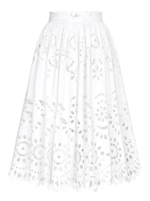 Dolce & Gabbana Scallop Cut-out Midi Skirt - White