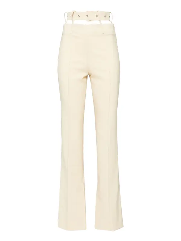 Rokh Belted Flared Trousers - Yellow