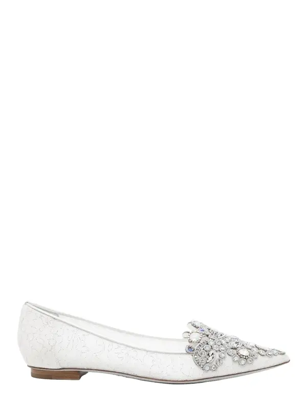 Rene Caovilla Veneziana Crystal Ballerinas - White