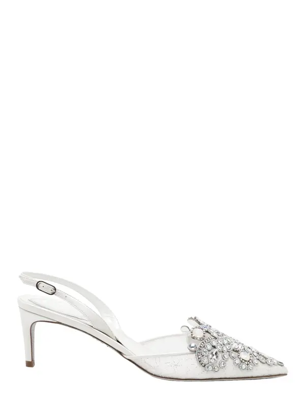 Rene Caovilla Veneziana 50mm Slingback Pumps - White