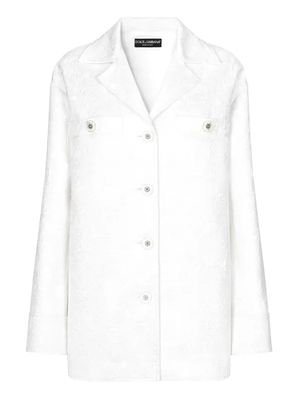 Dolce & Gabbana Jacquard Brocade Coat - White