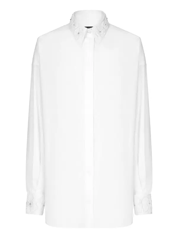 Dolce & Gabbana Floral-embroidery Point-collar Shirt - White