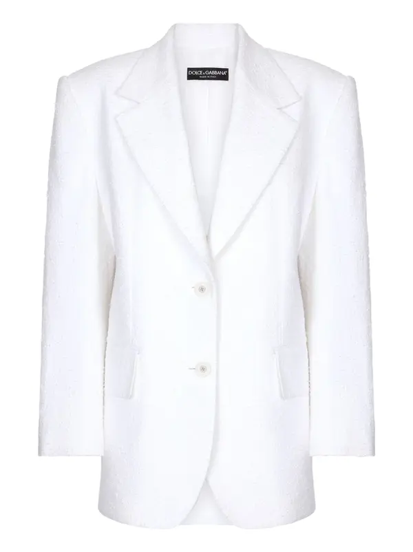 Dolce & Gabbana Single-breasted Tweed Blazer - White