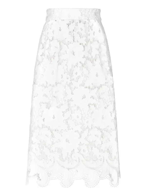 Dolce & Gabbana Floral-embroidered Open-work Skirt - White