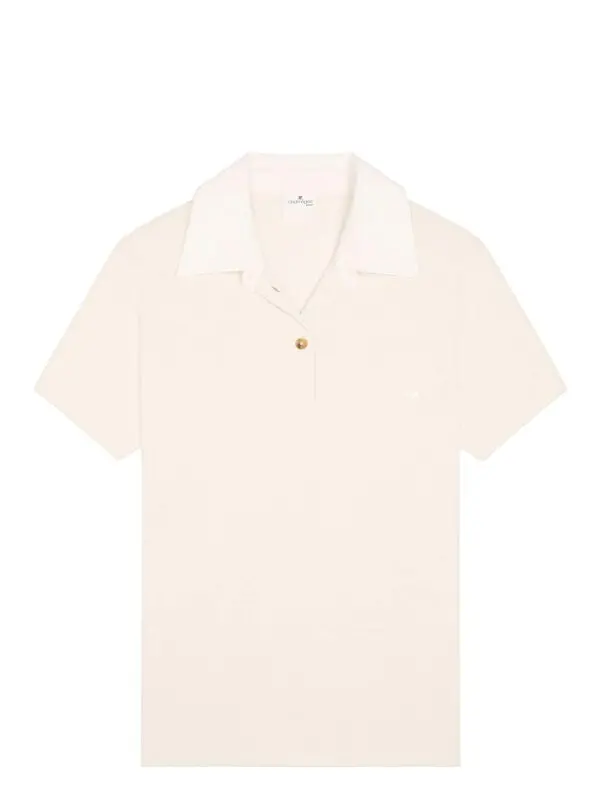 COURREGES Contrasting Cotton Blend Polo Shirt - White